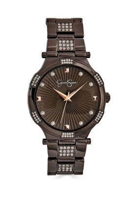 Jessica Simpson Gunmetal Crystal Bracelet Watch | belk