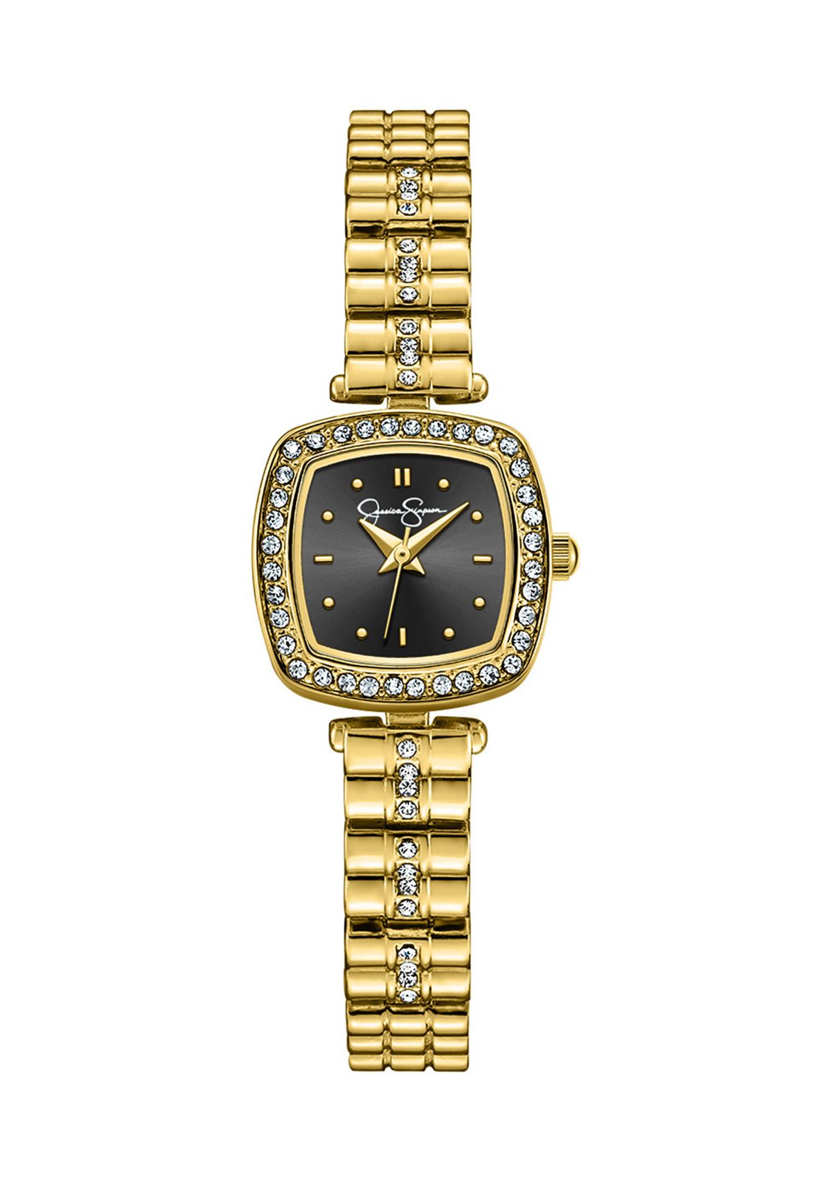 Jessica Simpson Gold Tone Crystal Bracelet Watch | Belk