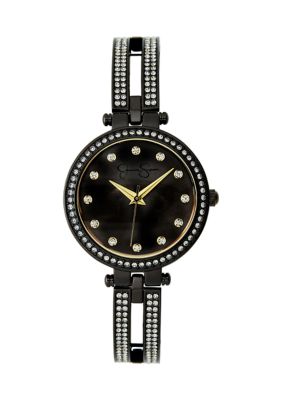 Jessica Simpson Gunmetal Crystal Double Arm Bangle Watch | belk