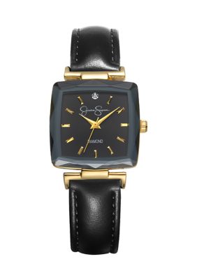 Jessica Simpson Gold Tone Faceted Bezel Strap Watch | belk