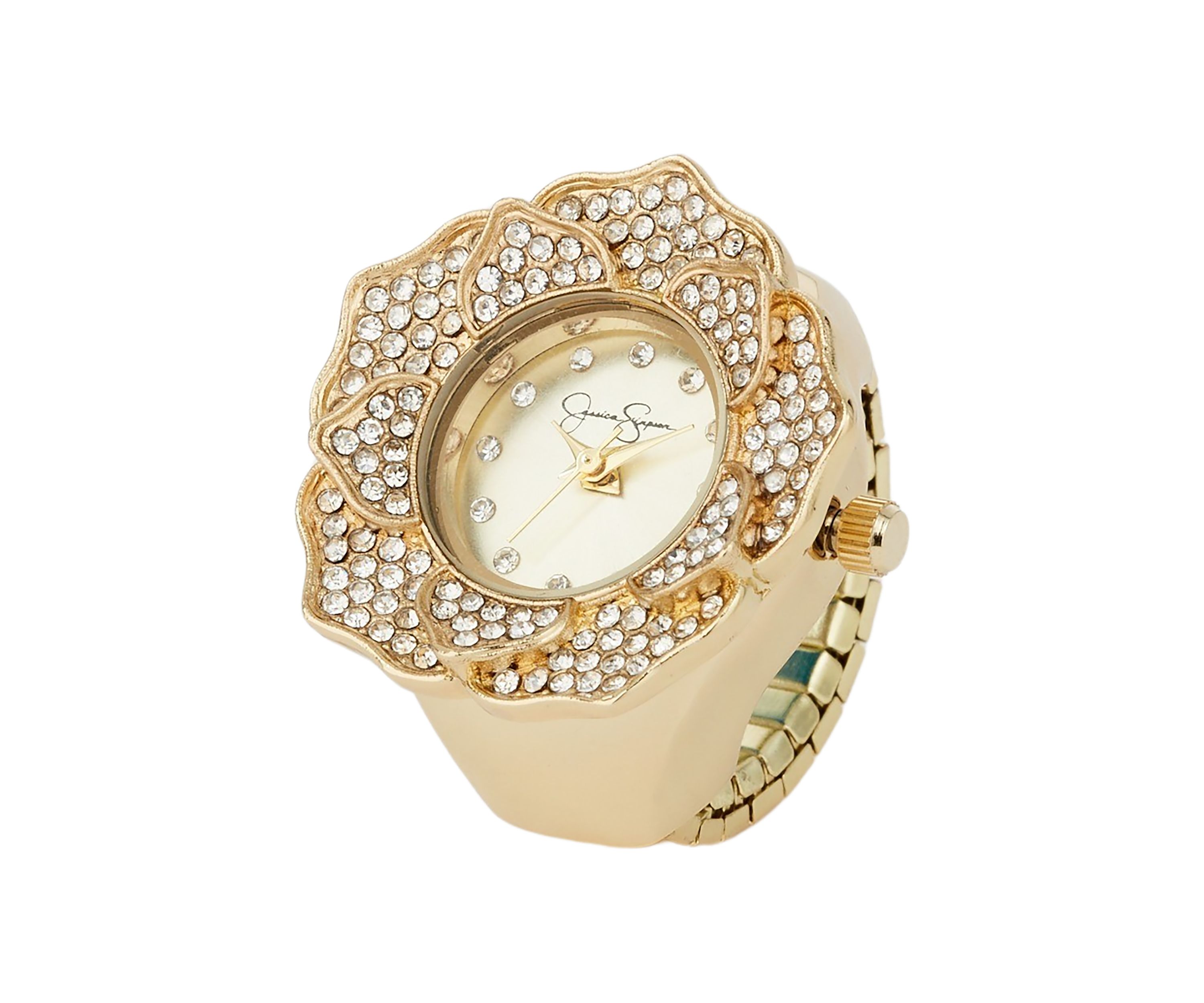 Jessica Simpson Crystal Flower Watch Ring Set | Belk