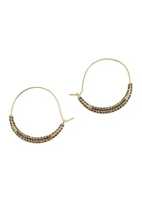 evie & emma Gold Tone Wire Hoop Earrings with Crystal Stone Encrusted ...