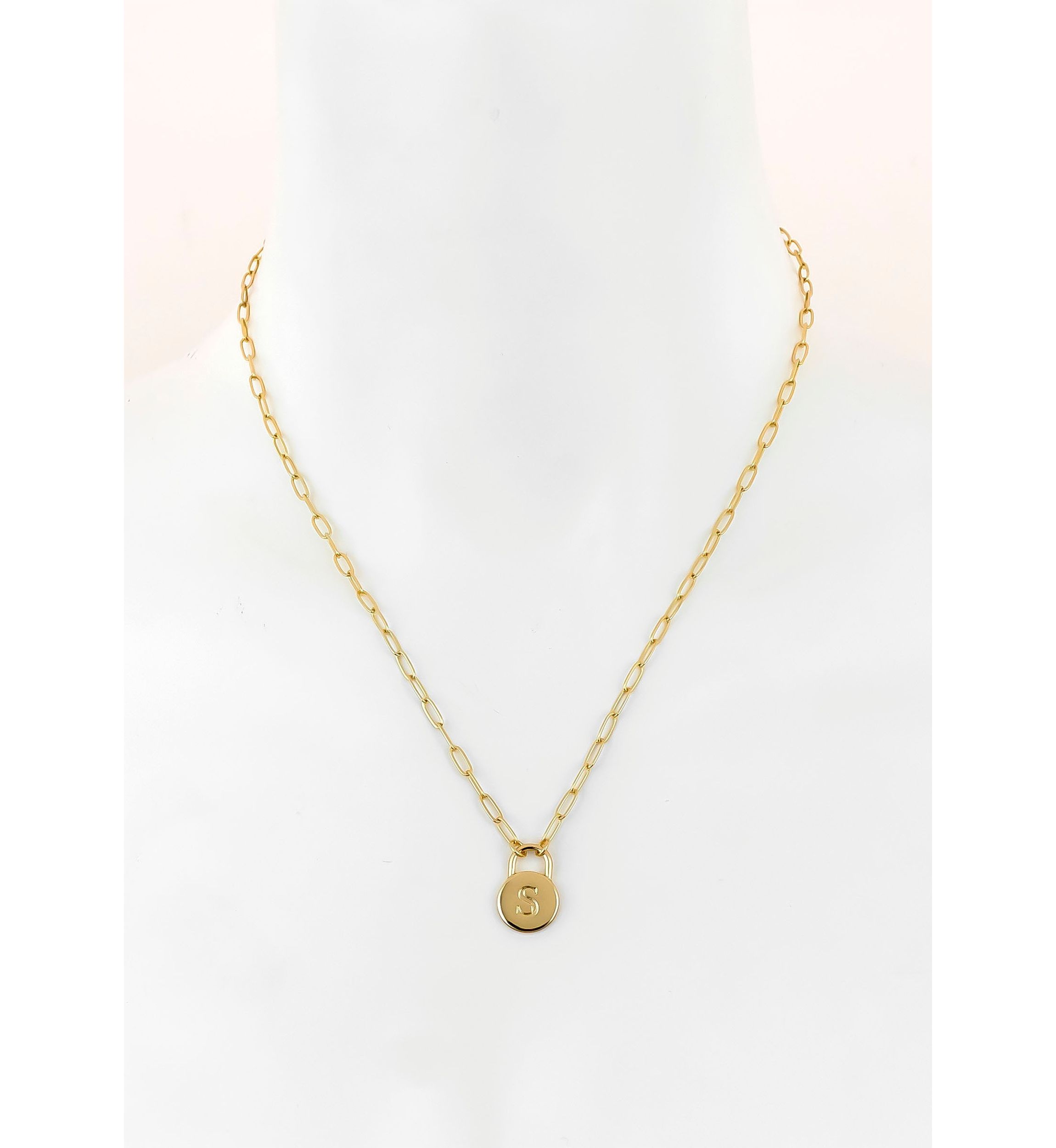 evie & emma Gold Tone 18 Inch + 3 Inch Extender Small Lock Pendant with ...