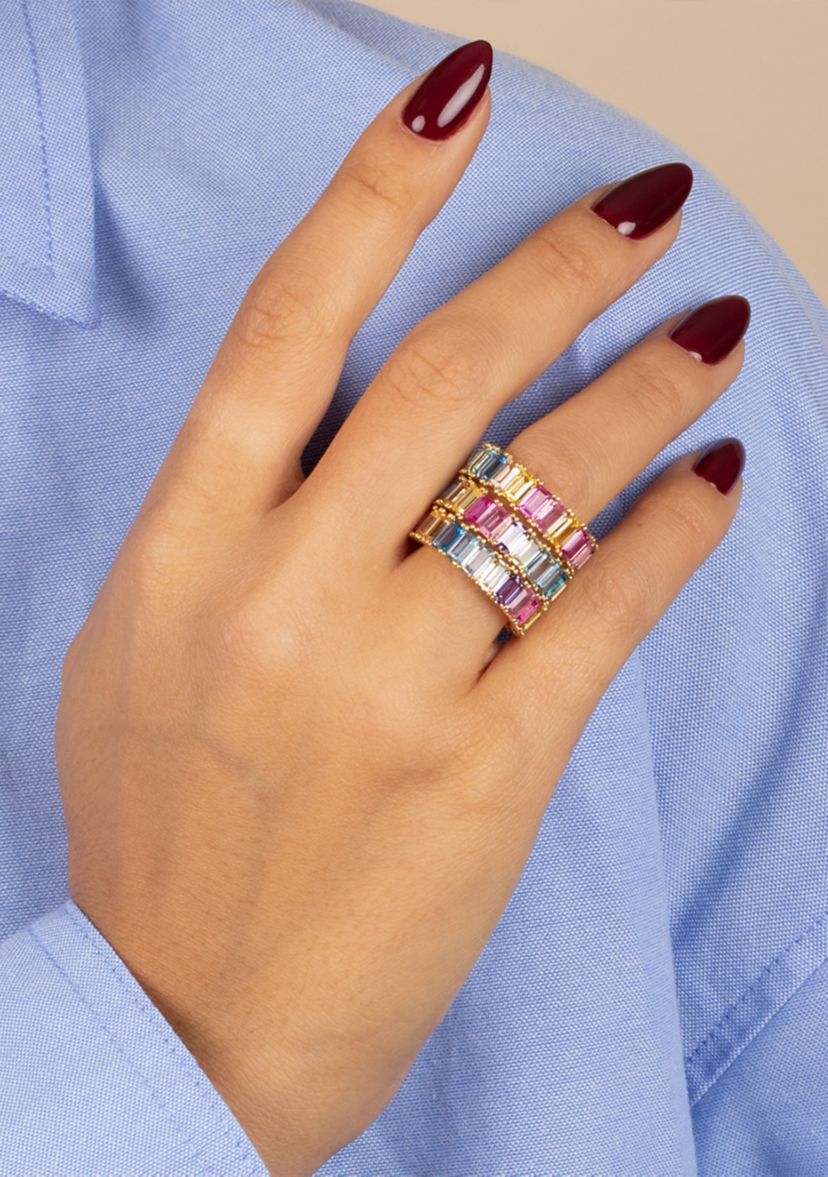 By Adina Eden Pastel Colored Baguette Band Ring | Belk