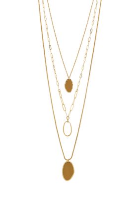 Belk Gold Tone, 19" + 3"Extender Layered 3 Row Necklace with Open Link ...