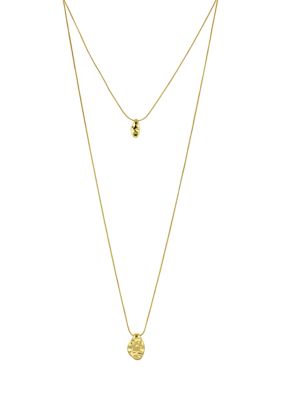 Belk Gold Tone Layered High Low 2 Row Necklace with Organic Teardrop ...