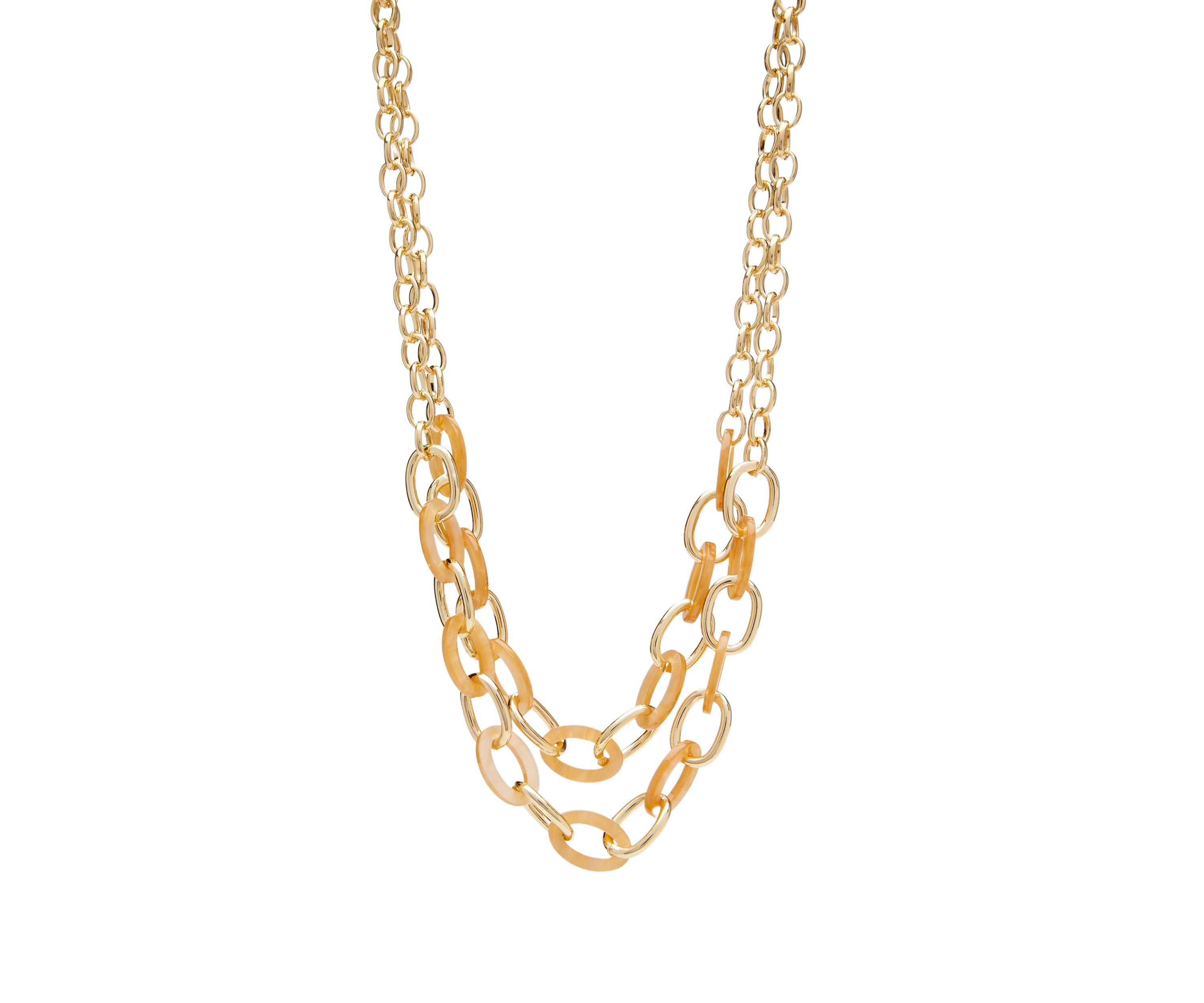 Belk Gold Tone Neutral 2 Row Link Necklace | Belk