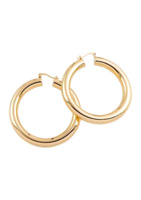 Belk Gold Tone Click It Tubular Hoop Earrings | belk