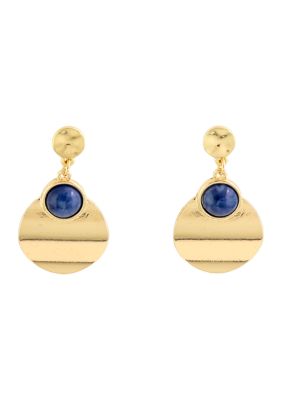 Belk Gold Tone Post Top Earrings with Wavy Round Gold Metal Disc Drop ...