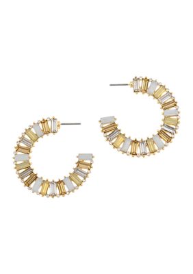 Belk Gold Tone Light Colorado Multi Stone Post Hoop Earrings | belk