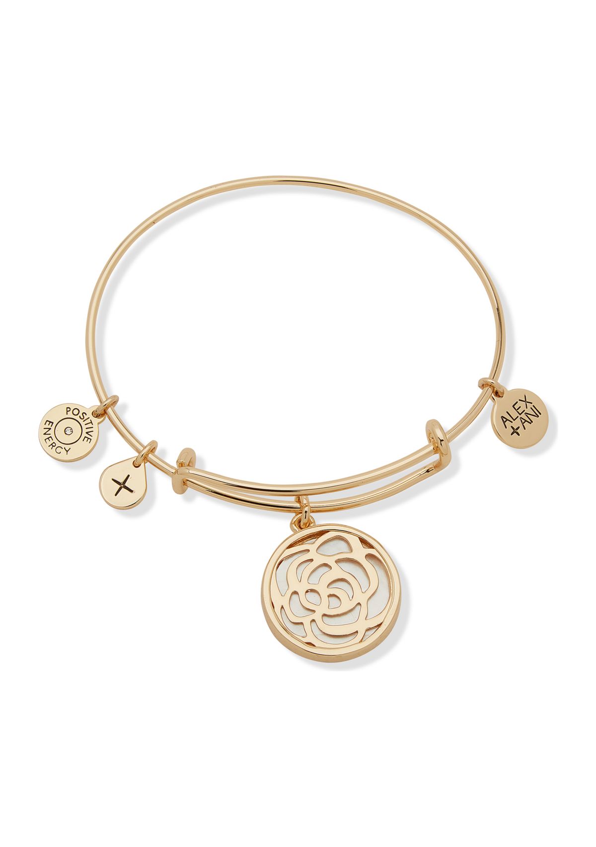 Alex and Ani Gold Tone Rose Expandable Charm Expandable Charm Bangle ...