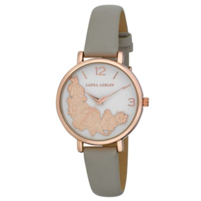 Laura Ashley Gold Round Floral Bounty Strap Watch | Belk