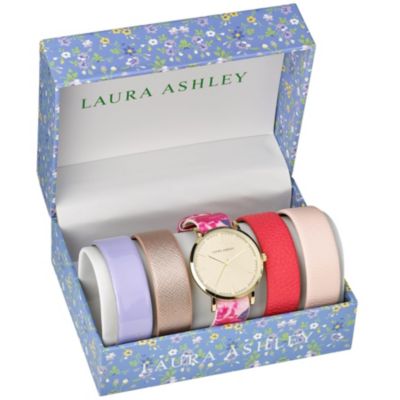 Laura Ashley Floral Watch Set With 4 Interchangeable Straps | belk