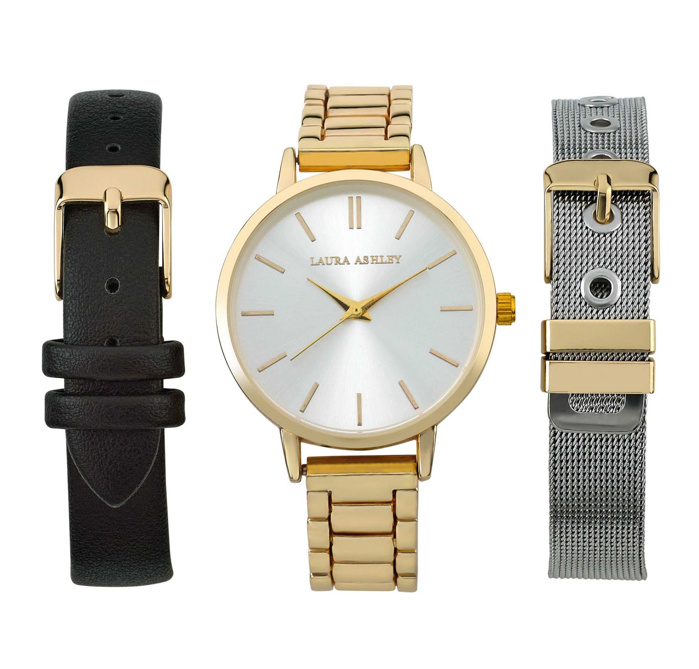 Laura Ashley Watch Set 3 Interchangeable Straps | Belk