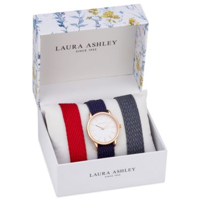 Laura Ashley Watch Set 3 Interchangeable Fabric Straps | belk