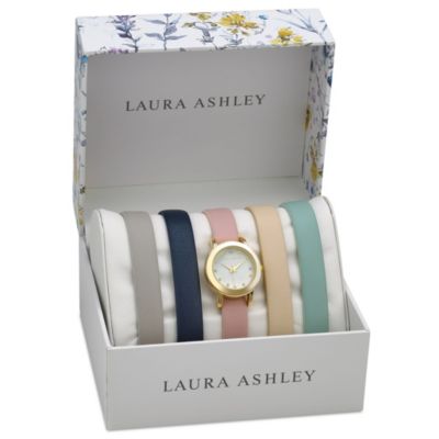 Laura Ashley Mini Round Case Watch Set 5 Interchangeable Straps | belk