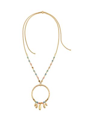 Wonderly Long Open Fringe Ring Pendant Necklace with Multi Colored Bead ...