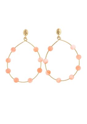 Wonderly Gold Tone Open Wire Teardrop Earrings with Multi Coral Bead ...