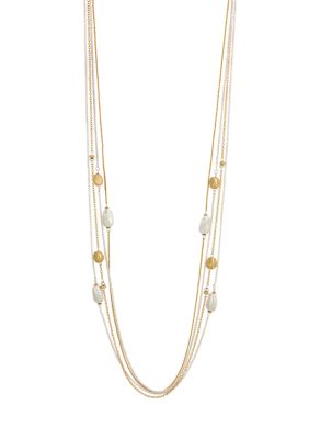 Wonderly Two Tone Long Triple Row Chain Necklace | belk