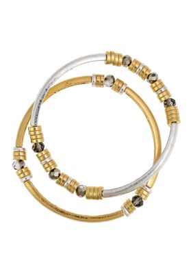 Wonderly Two Tone Stretch Bangle Bracelets - Set of 2 | belk
