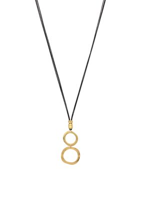 Wonderly Gold Tone Open Double Ring Long Pendant Necklace | belk