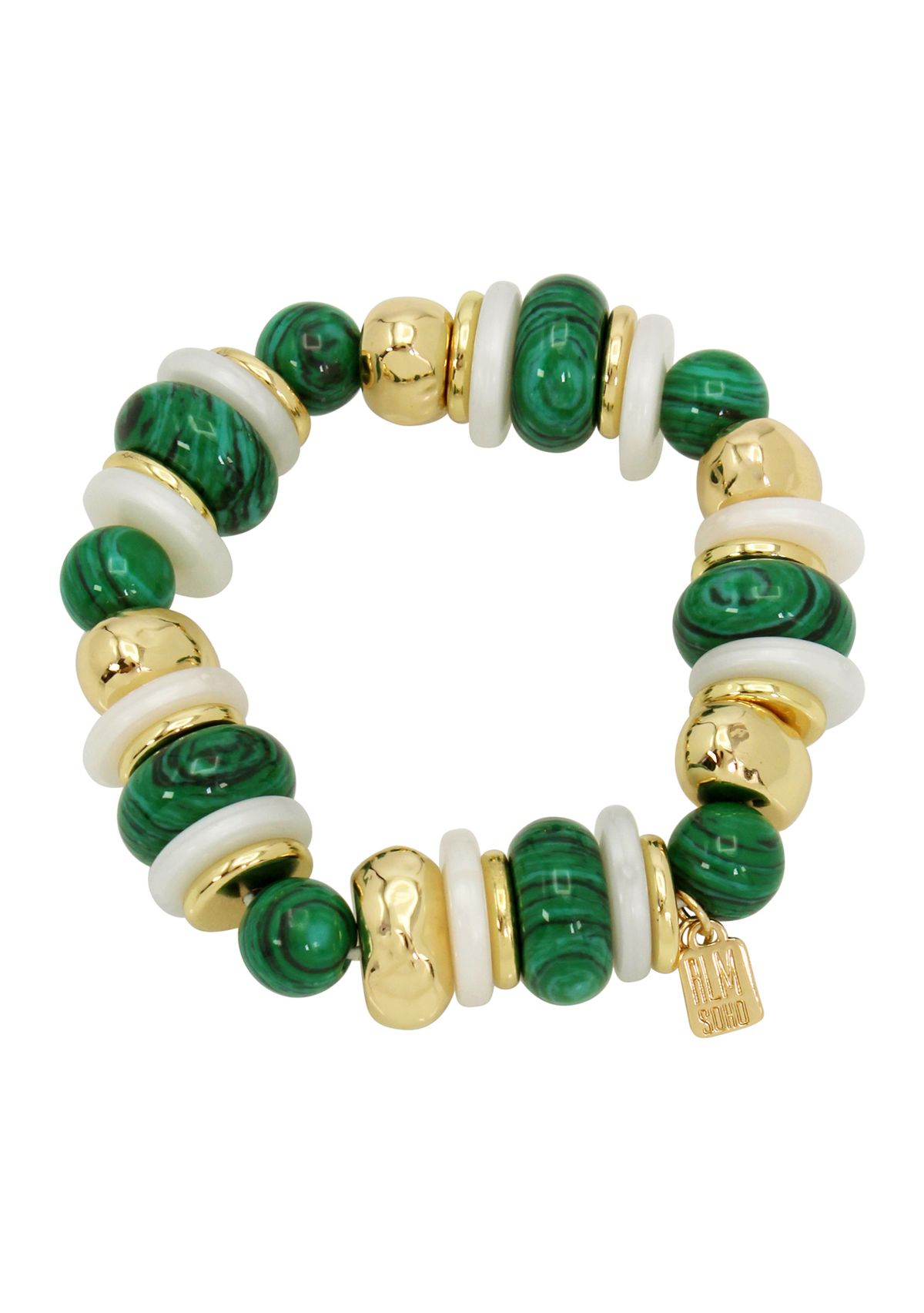 Robert Lee Morris Soho Malachite Mixed Beaded Stretch Bracelet | Belk