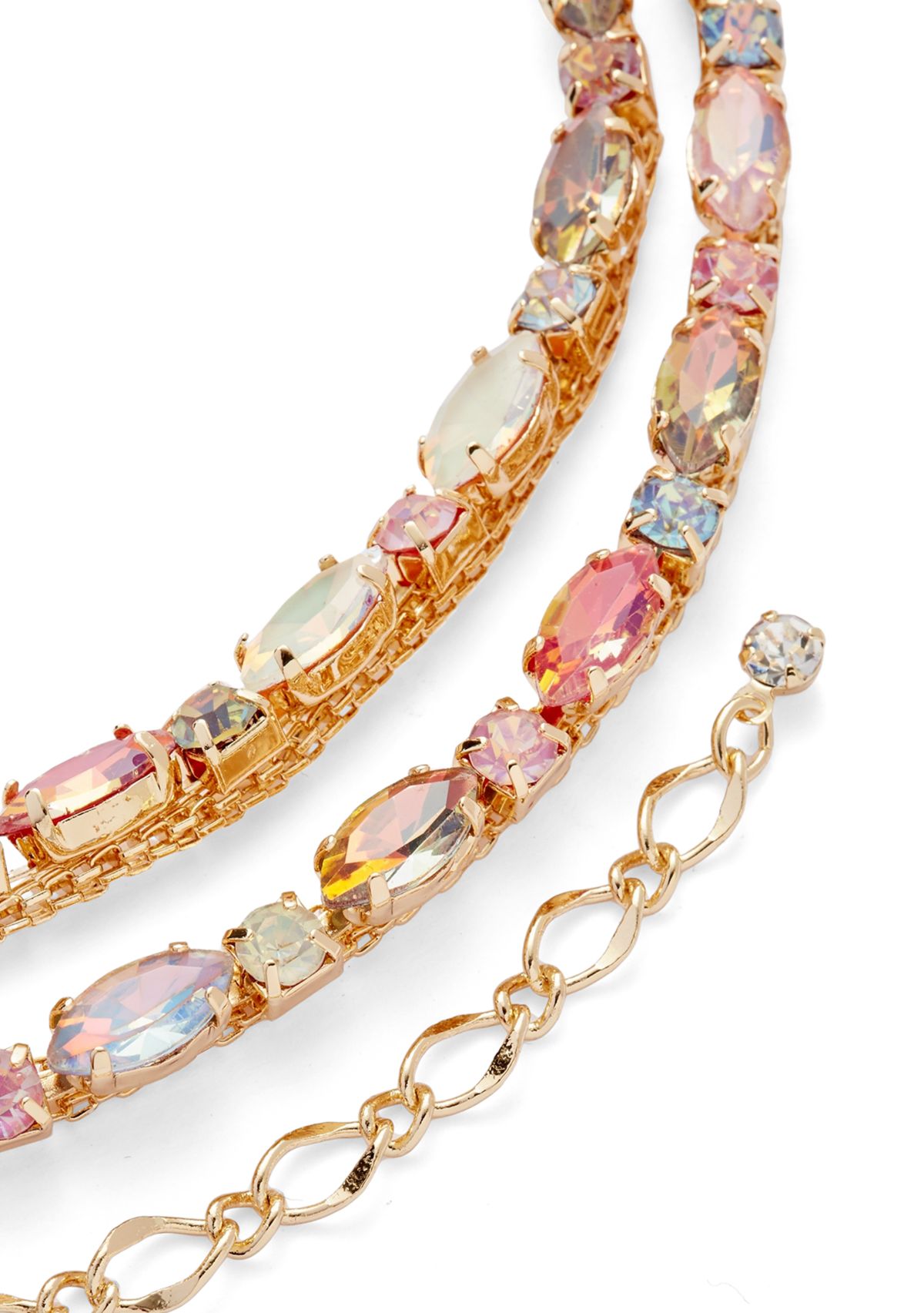 evie & emma Gold Tone Two Row Multi Colored Layered Necklace | Belk