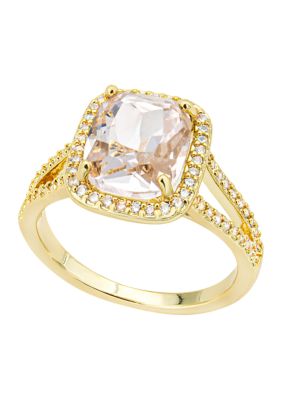 evie & emma Gold Tone Emerald Halo Pavé Band Ring | belk