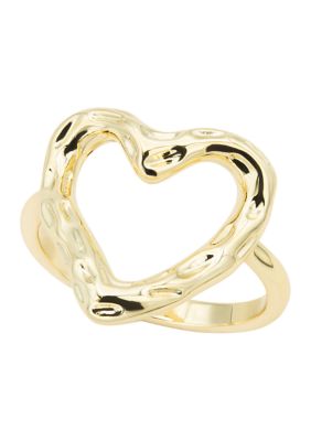 evie & emma Gold Plated Hammered Open Heart Band Ring | belk