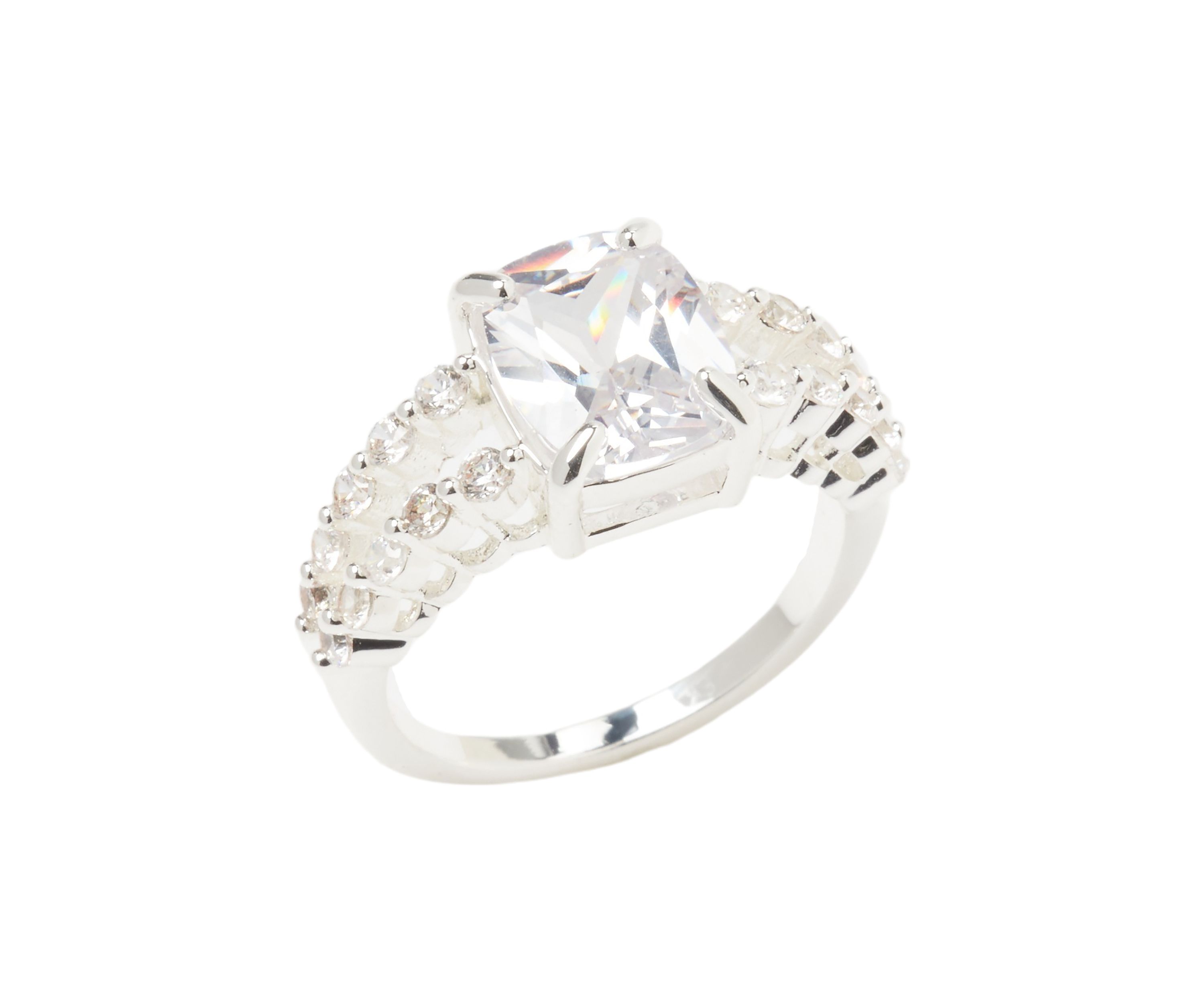 evie & emma Silver Tone Cubic Zirconia Emerald Cut Open Row Band Ring ...