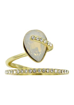 evie & emma Gold Tone Opal Crystal Pavé Wrapped Band Ring | Belk