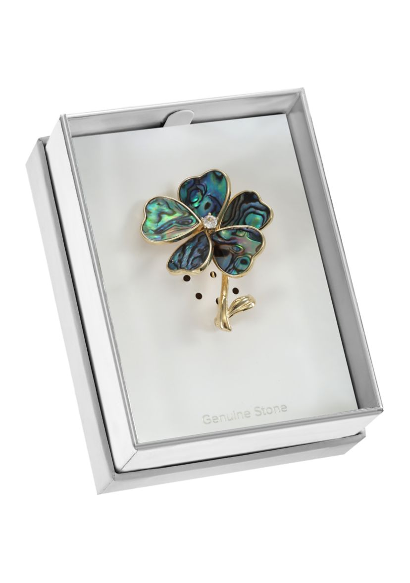 evie & emma Gold Tone Abalone and CZ Flower Pin | Belk