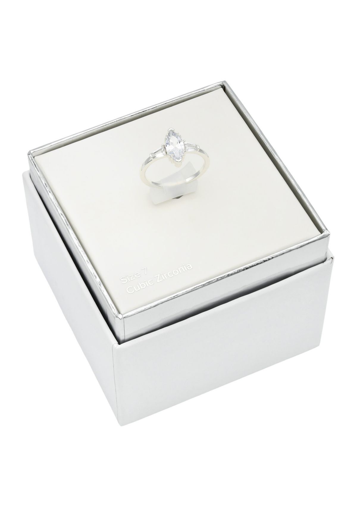 evie & emma Lab Grown Silver Tone Clear CZ Marquise Stone with ...