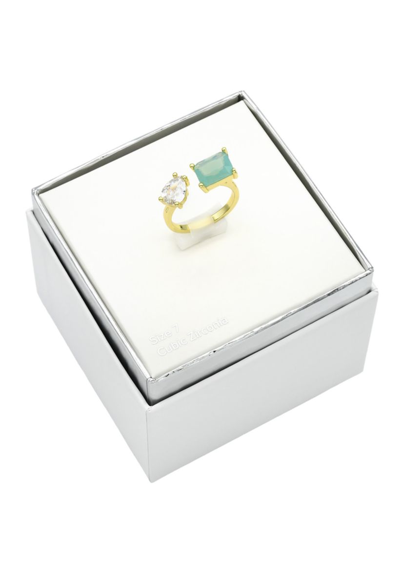 evie & emma Lab Grown Opal Crystal and Cubic Zirconia Pear Open Wrap ...
