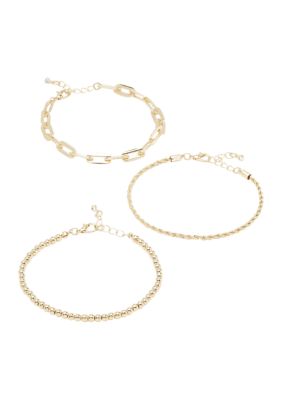 Wonderly Gold Tone Chain Trio Bracelet Set | belk
