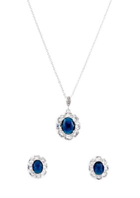 Belk Silverworks Lab Grown Silver Plated Large Round Blue and Clear ...