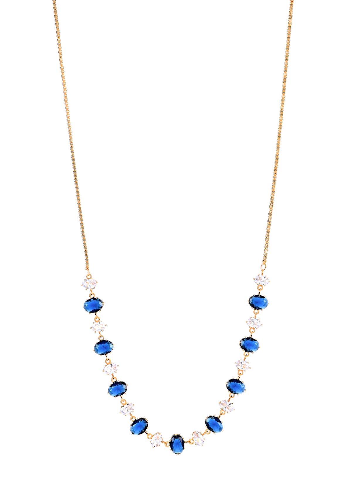 Belk Silverworks Lab Grown Gold Plated Oval Clear and Blue Cubic ...