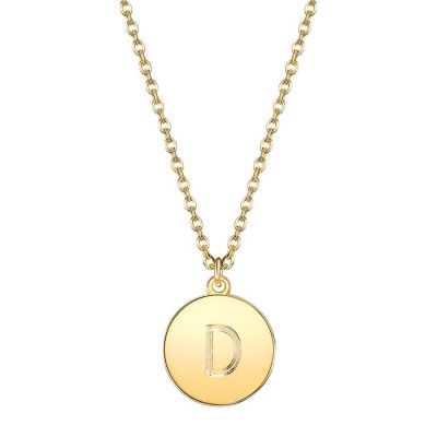 Royal Aura (D) Initial Disc ONE IN A MILLION Pendant Necklace Gold ...