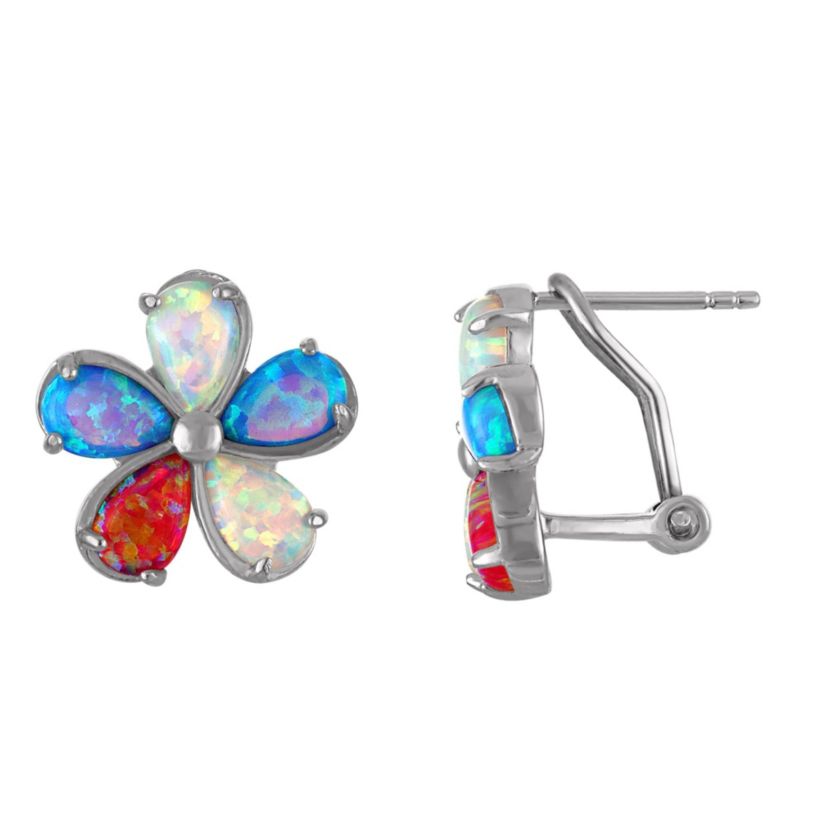 Jordan Blue NYC Sterling Silver Multi Colored Cr Opal Omega Hoop ...