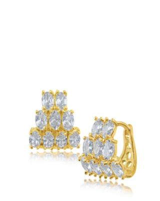 CZ by Kenneth Jay Lane Marquis Tiered CZ Pyramid Huggies | belk