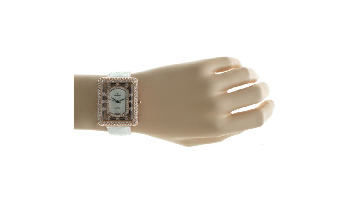 Peugeot Women's Couture Crystal Gold Watch Tank shape with White ...