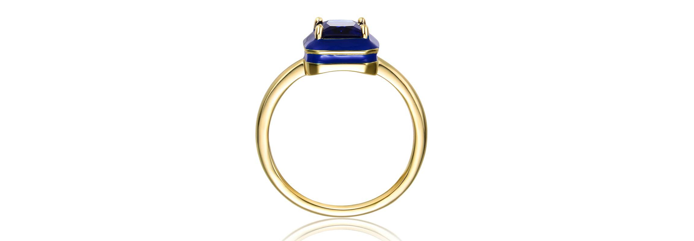 Rozzato Lab Created 14K Gold Plated with Sapphire Blue Cubic Zirconia ...