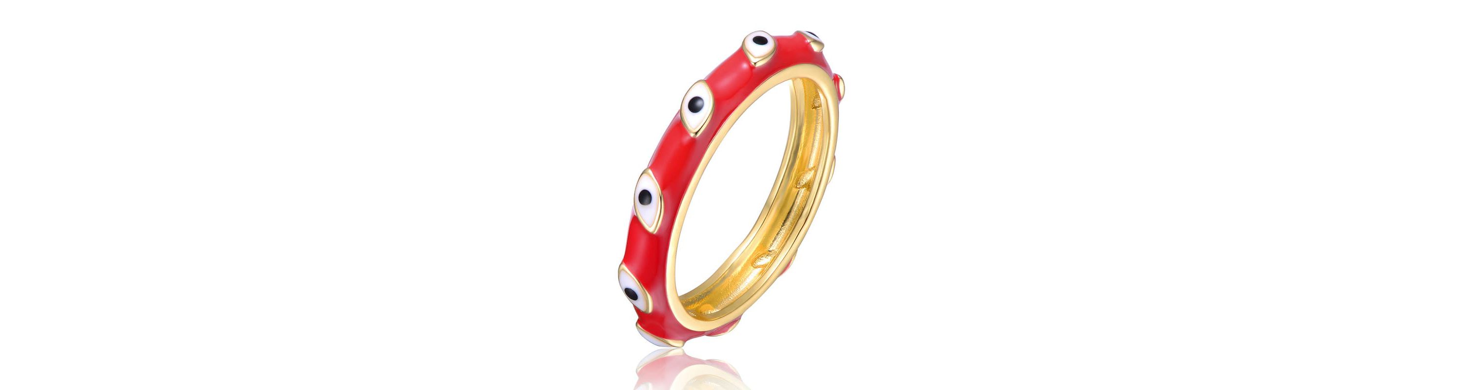 Rozzato Lab Created 14K Gold Plated with Blue Bamboo White Evil Eye ...
