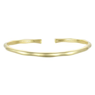 Rozzato Lab Created 14K Gold Plated Thin Cuff Adjustable Bangle ...