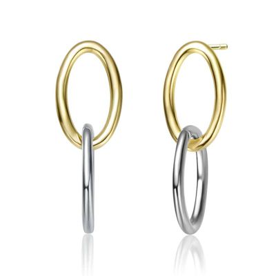 Rozzato Lab Created Sophisticated Two Tone Dual Oval Interlinked Drop ...