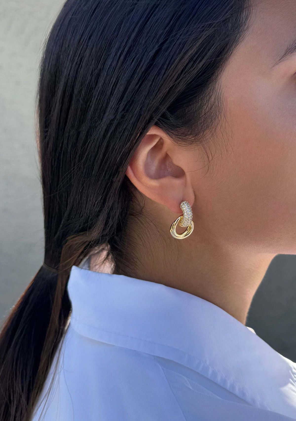 Adornia Tarnish Resistant 14k Gold Plated Crystal Doorknocker Earrings ...