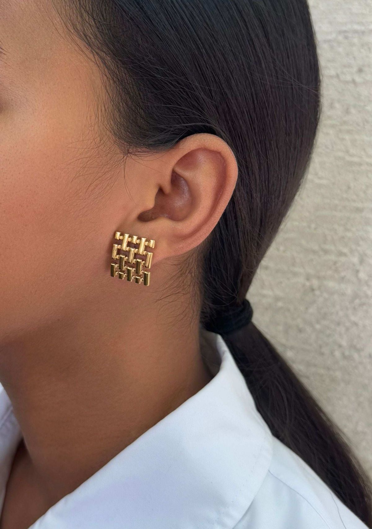 Adornia Tarnish Resistant 18k Gold Plated Grid Studs | Belk