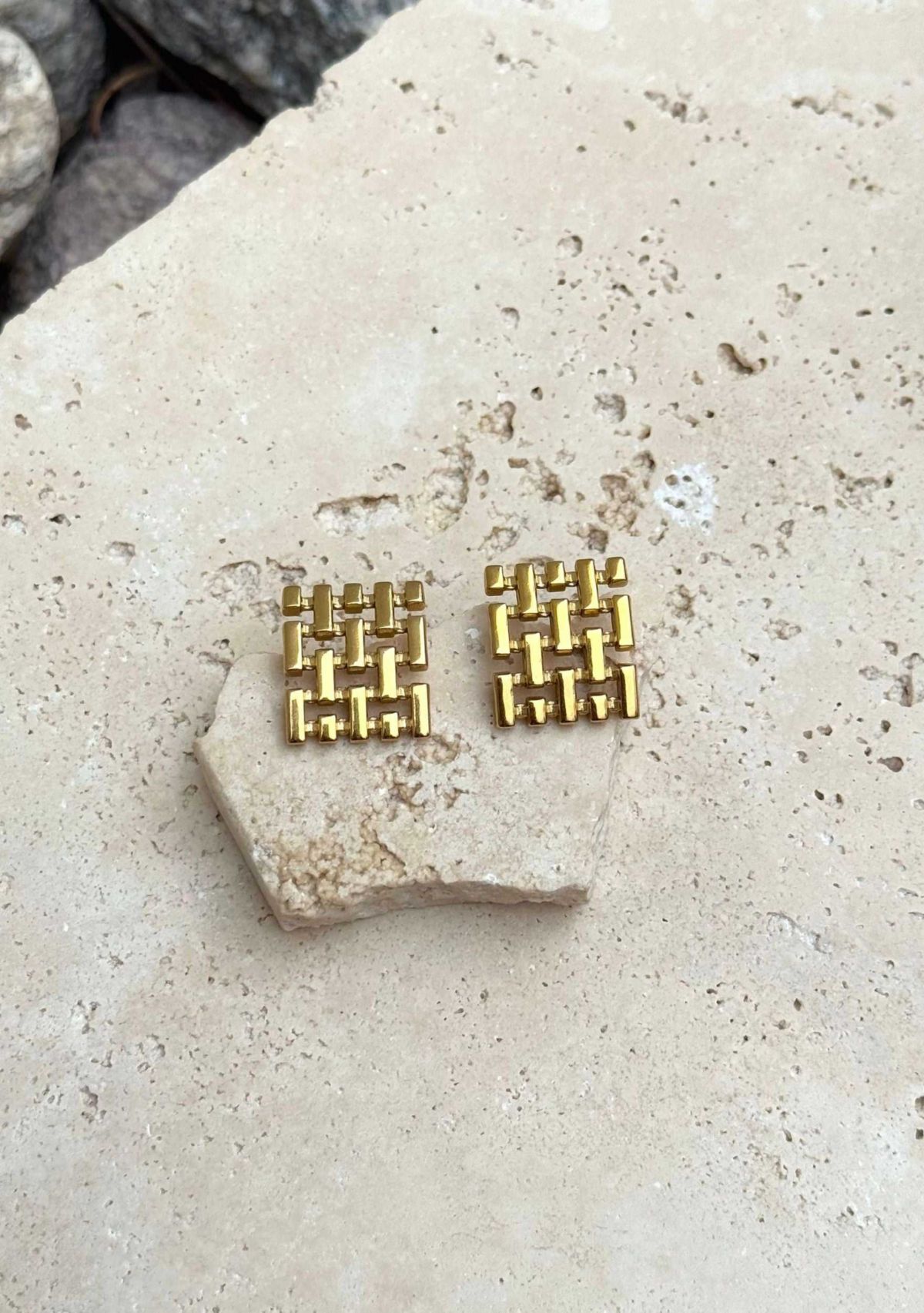 Adornia Tarnish Resistant 18k Gold Plated Grid Studs | Belk
