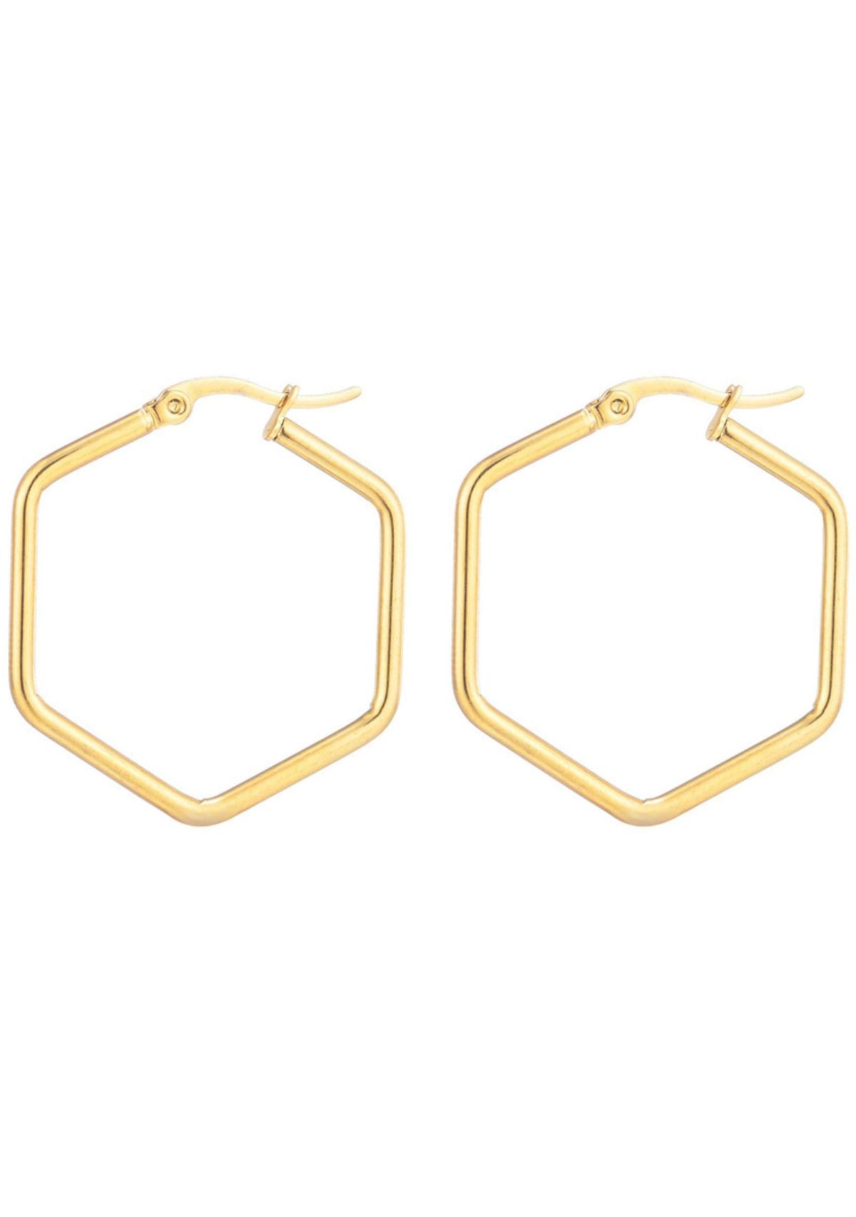 Adornia Tarnish Resistant 18k Gold Plated Hexagon Hoop Earrings | Belk