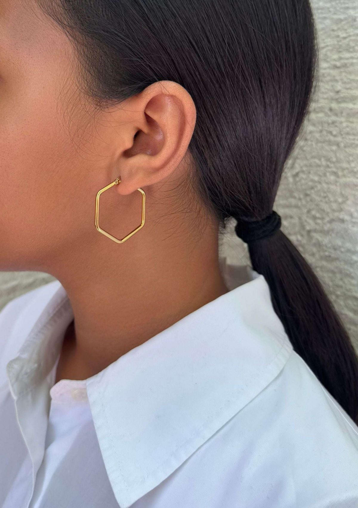 Adornia Tarnish Resistant 18k Gold Plated Hexagon Hoop Earrings | Belk